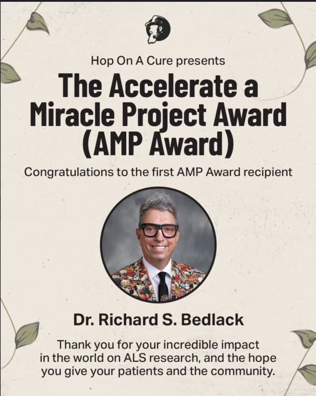 Dr. Bedlack receives inaugural "Accelerating Miracle Progress" Award ...